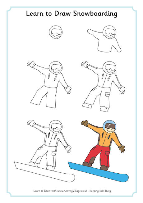 Learn to Draw Snowboarding | Activity Village