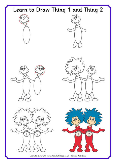 Learn to Draw Thing 1 and Thing 2 | Activity Village