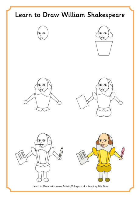 Learn to Draw William Shakespeare | Activity Village
