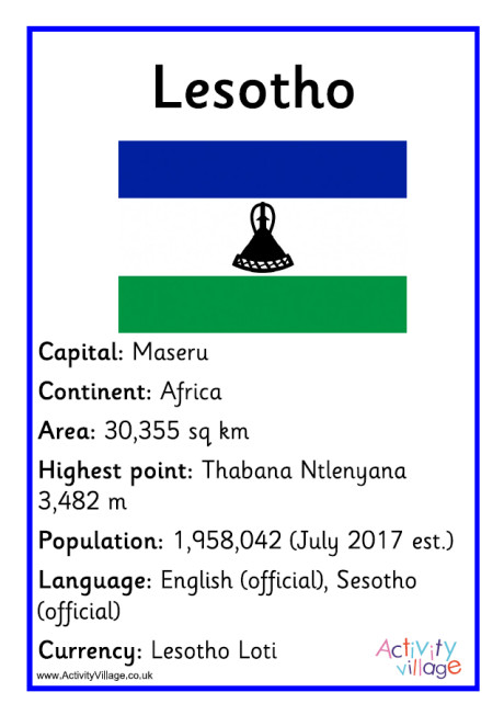 Lesotho Printables and Facts for Kids