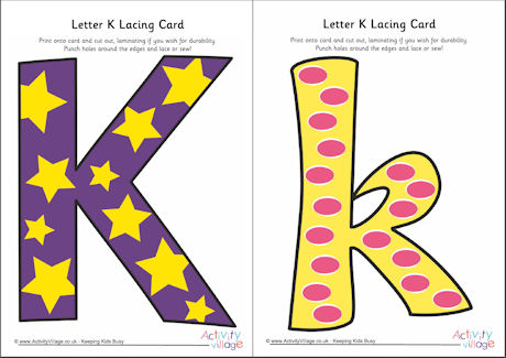 Letter K Lacing Card | Activity Village