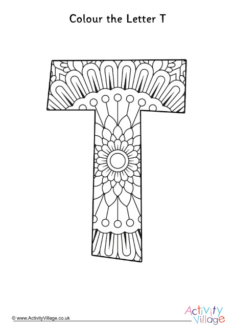 Letter T Mandala Colouring Page | Activity Village