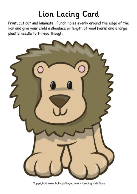Lion Lacing Card | Activity Village