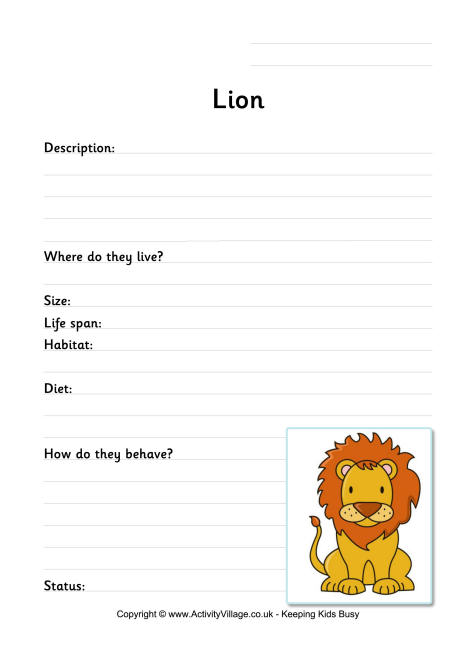 Lion Worksheets | Activity Village