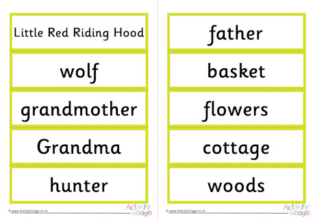 Little Red Riding Hood Word Cards | Activity Village