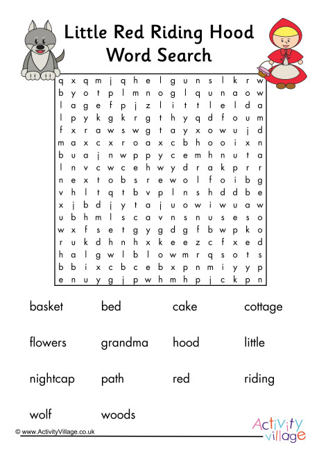 Little Red Riding Hood Word Search | Activity Village