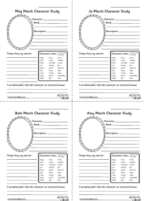 Character Study Printables | Activity Village