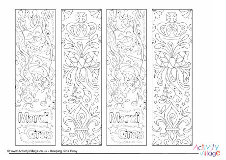 Mardi Gras Colouring Bookmarks | Activity Village