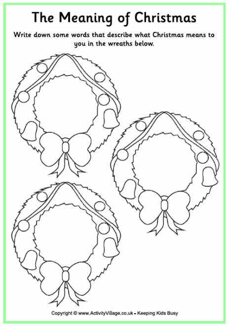 The Meaning of Christmas Worksheet | Activity Village