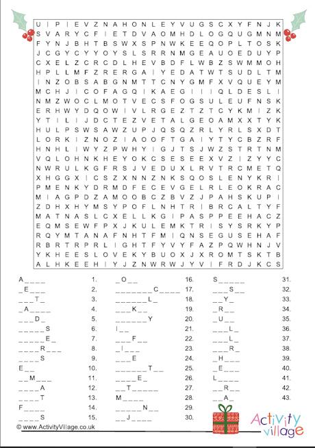 Christmas Word Searches | Activity Village
