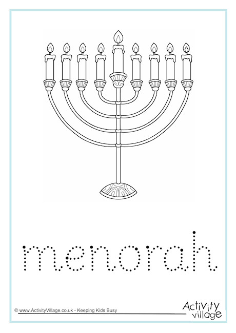 Menorah Word Tracing | Activity Village