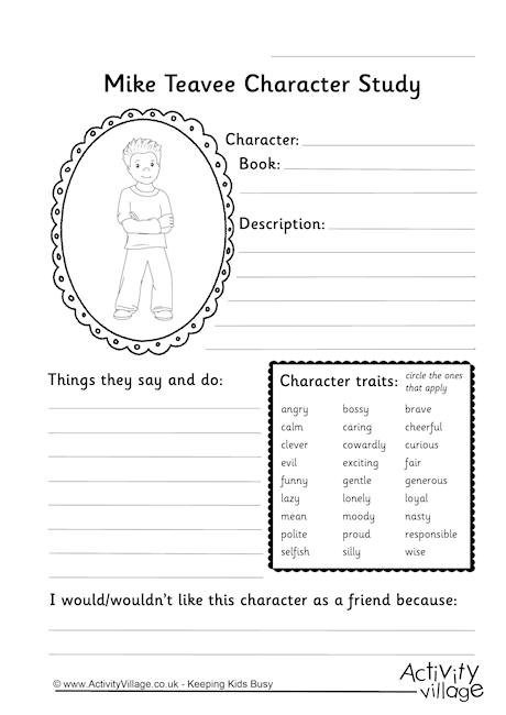 Mike Teavee Character Study | Activity Village