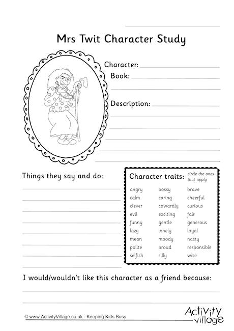 Roald Dahl Character Studies | Activity Village
