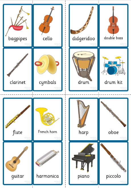 Musical Instrument Flash Cards | Activity Village