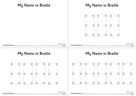 My Name In Braille Worksheets | Activity Village