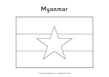 Myanmar Flag Colouring Page | Activity Village