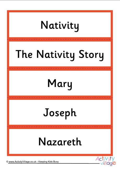 Nativity Word Cards | Activity Village