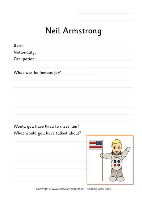 Neil Armstrong Worksheet | Activity Village