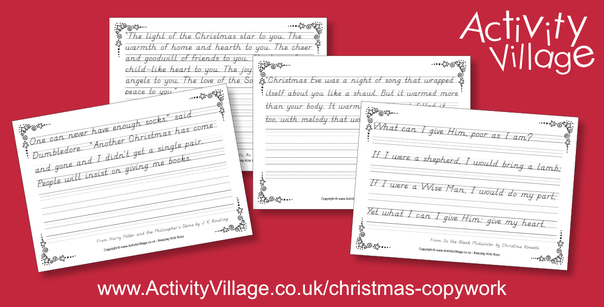 New Christmas Copywork Pages for Handwriting Practice | Activity Village