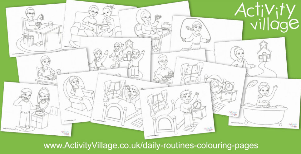 New Daily Routines Colouring Pages | Activity Village