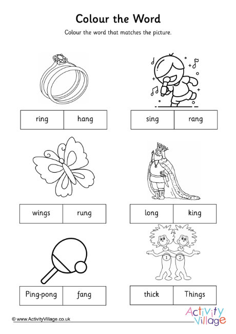 Ng Digraph Colour The Word | Activity Village