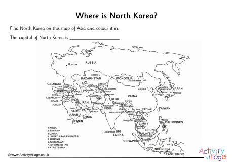 North Korea Location Worksheet | Activity Village