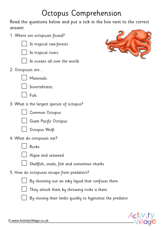 Octopus Comprehension Multiple Choice | Activity Village