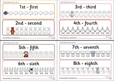 Ordinal Number Printables | Activity Village