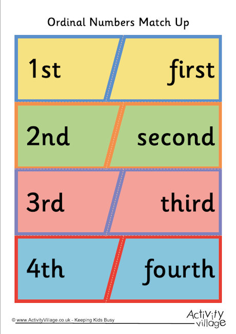 Ordinal Numbers Match Up | Activity Village