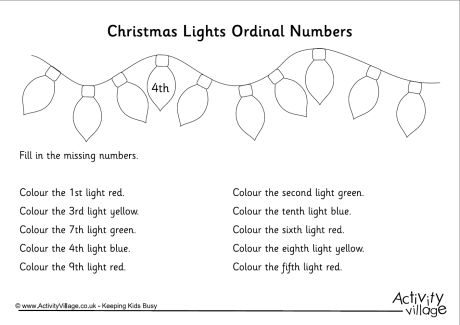 Ordinal Numbers Worksheet - Christmas 1 | Activity Village