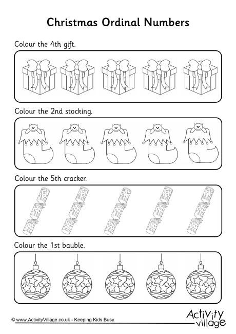 Ordinal Numbers Worksheet - Christmas 2 | Activity Village