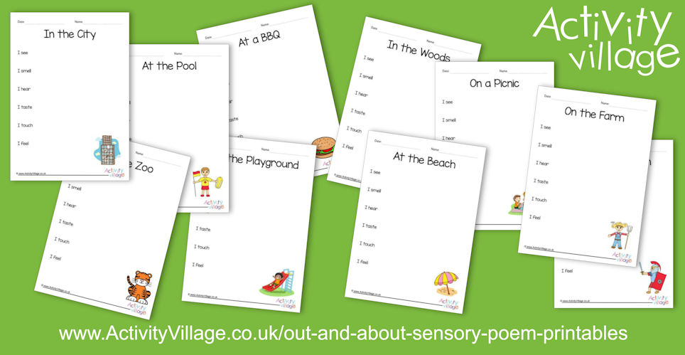 New Out and About Sensory Poem Printables | Activity Village