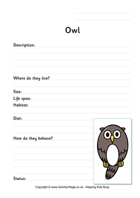 Owl Worksheets | Activity Village