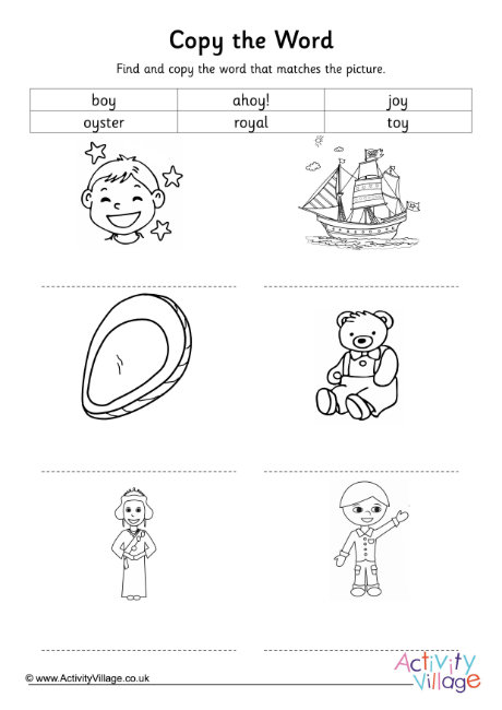 Oy Digraph Copy The Word | Activity Village