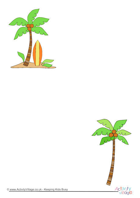Palm Tree Writing Paper | Activity Village