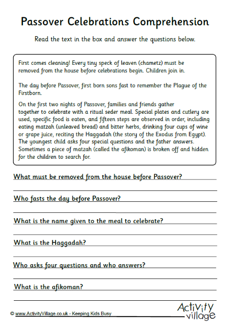 Passover Activities for Kids