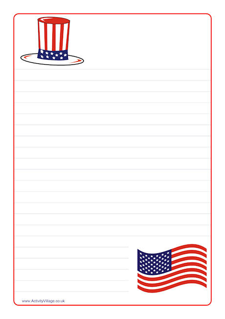 Patriotic Writing Frame | Activity Village