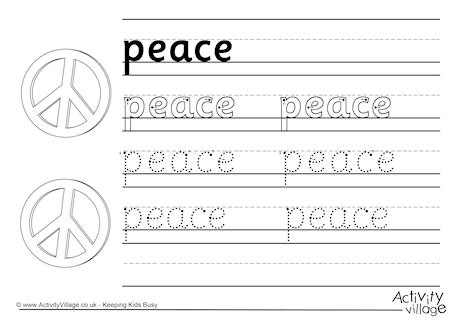 Peace Handwriting Worksheet | Activity Village