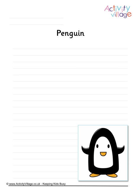 Penguin Writing Page | Activity Village
