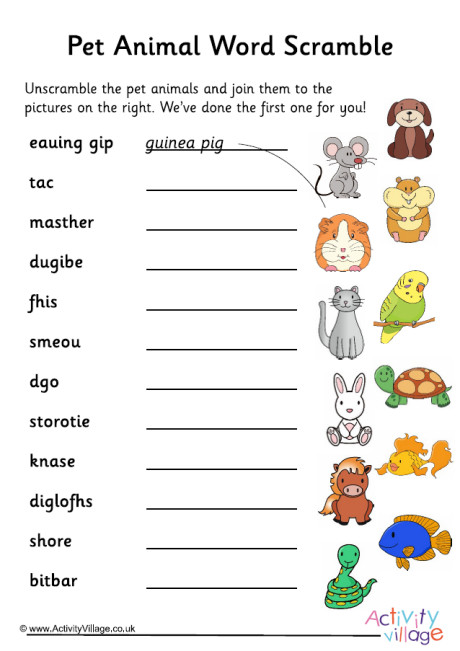 Word Scrambles | Activity Village