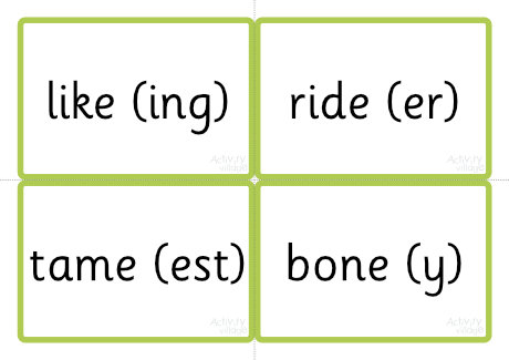 Phase Six Word Cards - Adding Suffixes ing, ed, s, er, est, y, en and ...