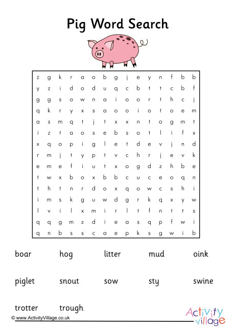 Pig Word Search | Activity Village