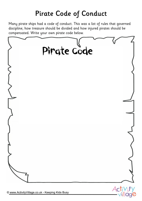 Pirate Code of Conduct Worksheet | Activity Village