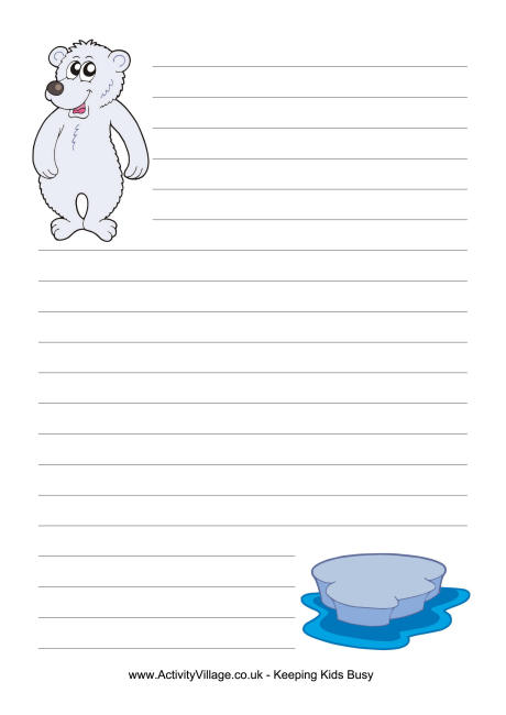 Polar Bear Writing Paper | Activity Village