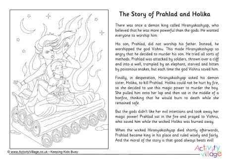 Prahlad and Holika Story Colouring | Activity Village