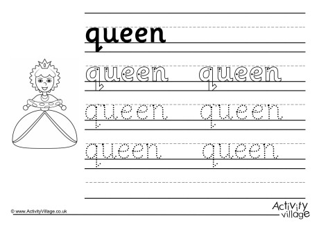 Queen Handwriting Worksheet 2 | Activity Village