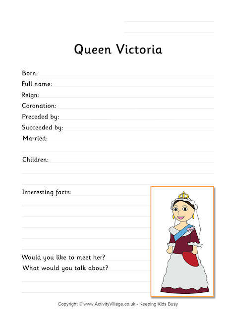 Queen Victoria Worksheet | Activity Village