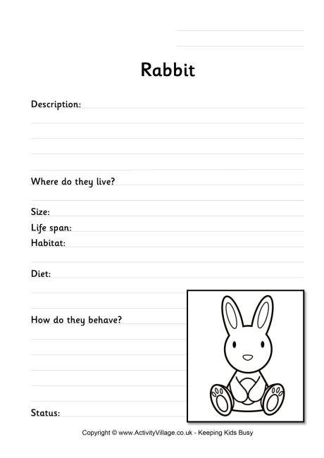 Rabbit Worksheets | Activity Village