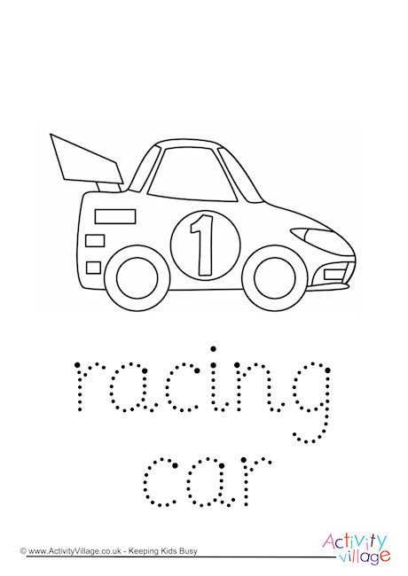 Racing Car Word Tracing | Activity Village