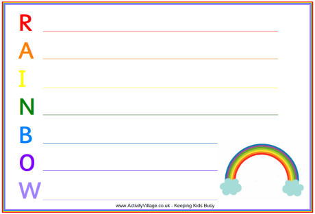 Rainbow Acrostic Printables | Activity Village